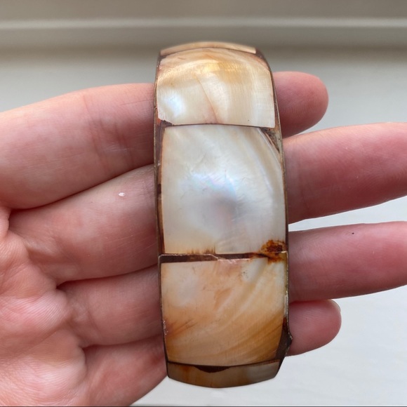 Vintage | Jewelry | Vintage Brown Cream Shell Segment Bracelet | Poshmark